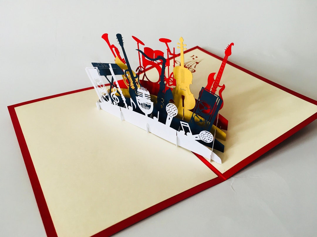 Musical Instruments Folded Card / 3D Map / Pop-up - Etsy