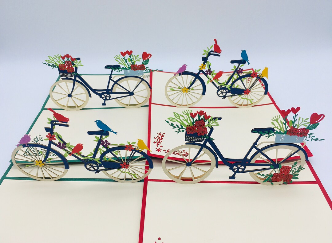 Women's Bicycle, 3D Folding Card, POP UP Card - Etsy