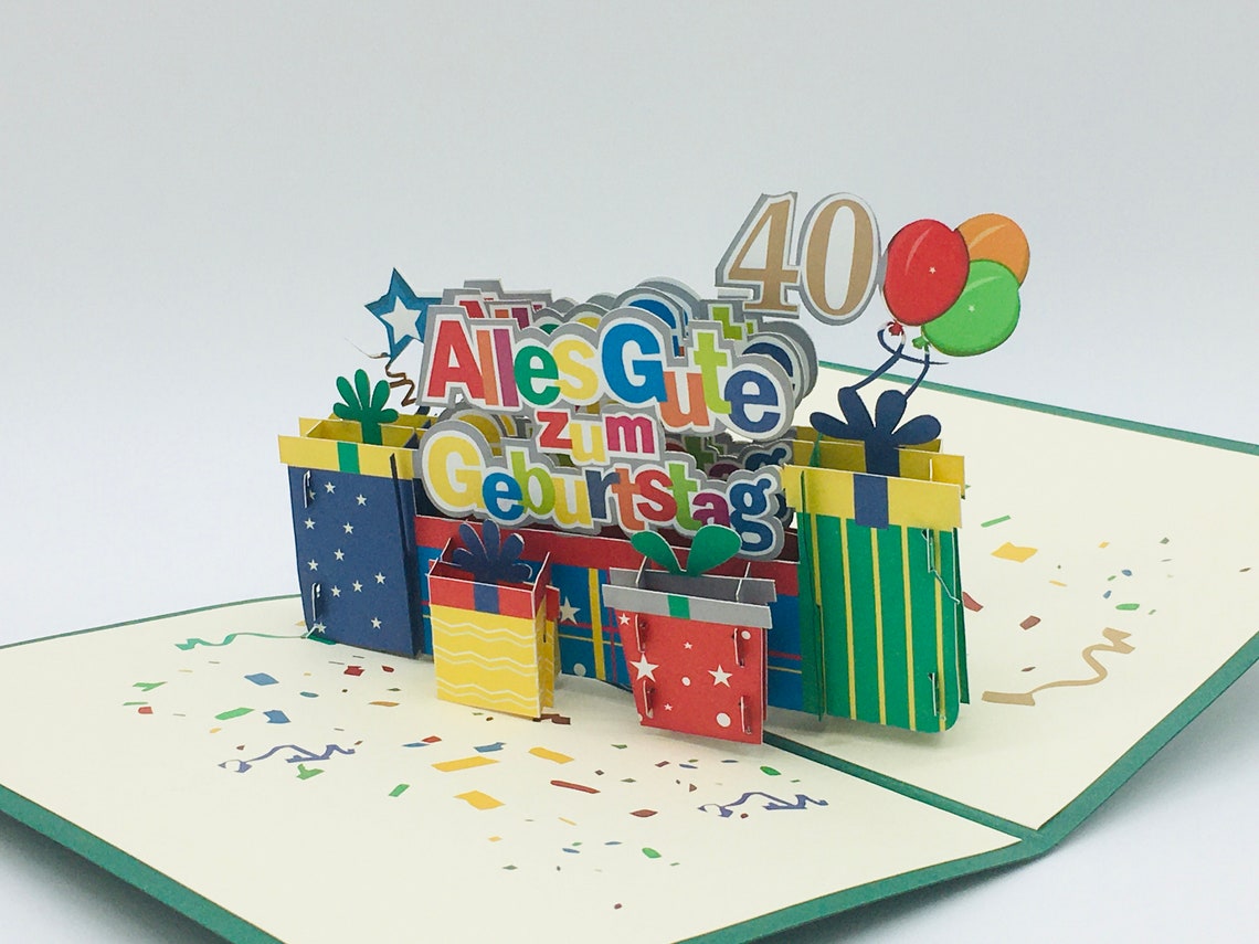 Happy 40th Birthday, 40th Birthday, 40th Birthday, Pop-up Card for 40th ...