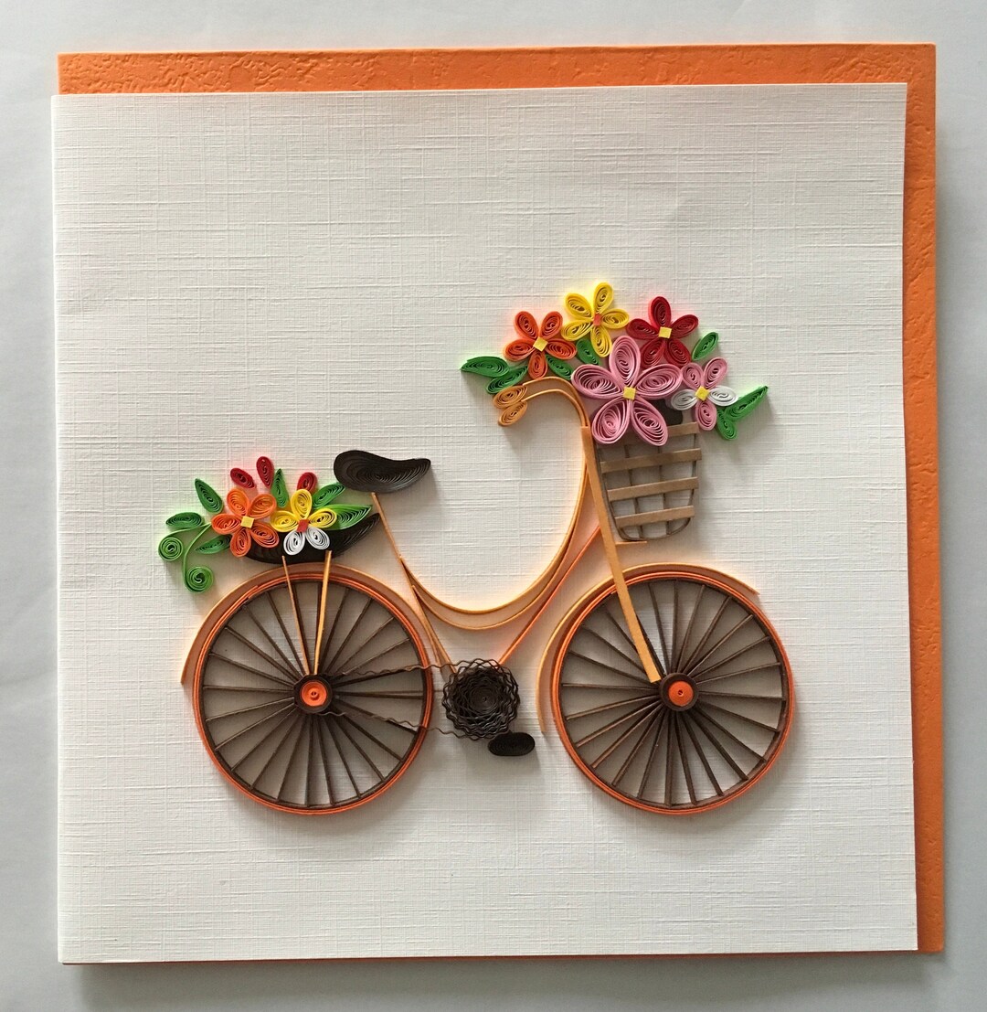 Bike 6 With Flowers Quilling Card - Etsy