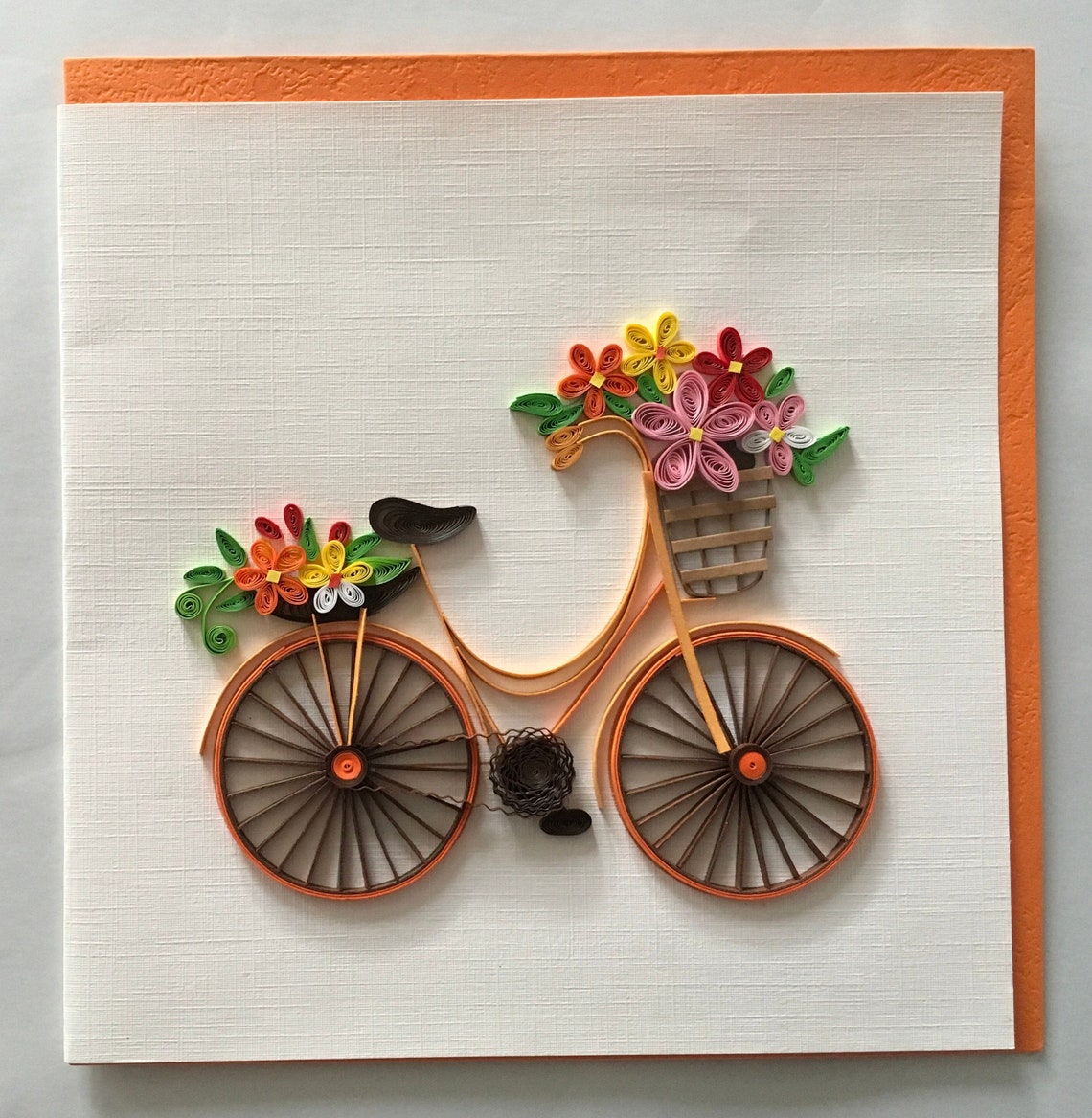 Bicycle 6 With Flowers Quilling Card - Etsy