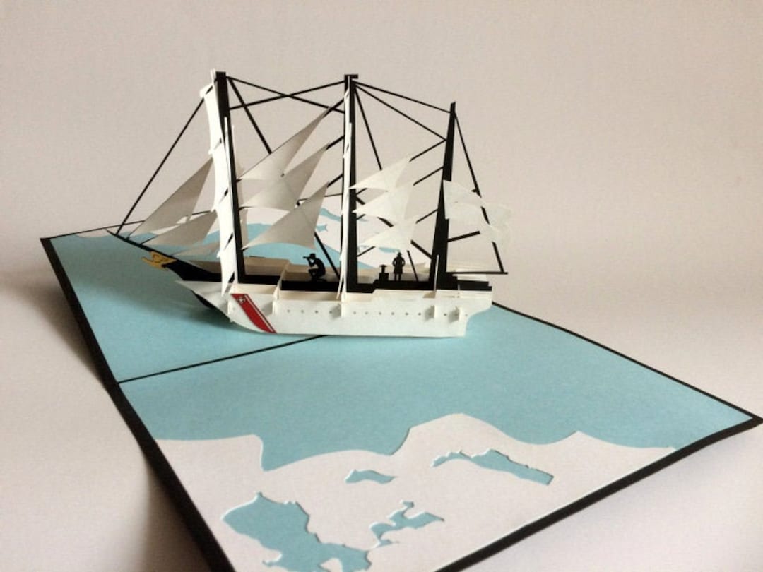 Sailing Ship, Pop up Card, Folding Card, 3D Card, Pop-up, Greeting Card ...