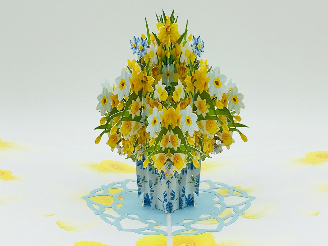 Daffodils, Daffodil Bouquet, Pop up Card, Pop up Card, 3D Card ...