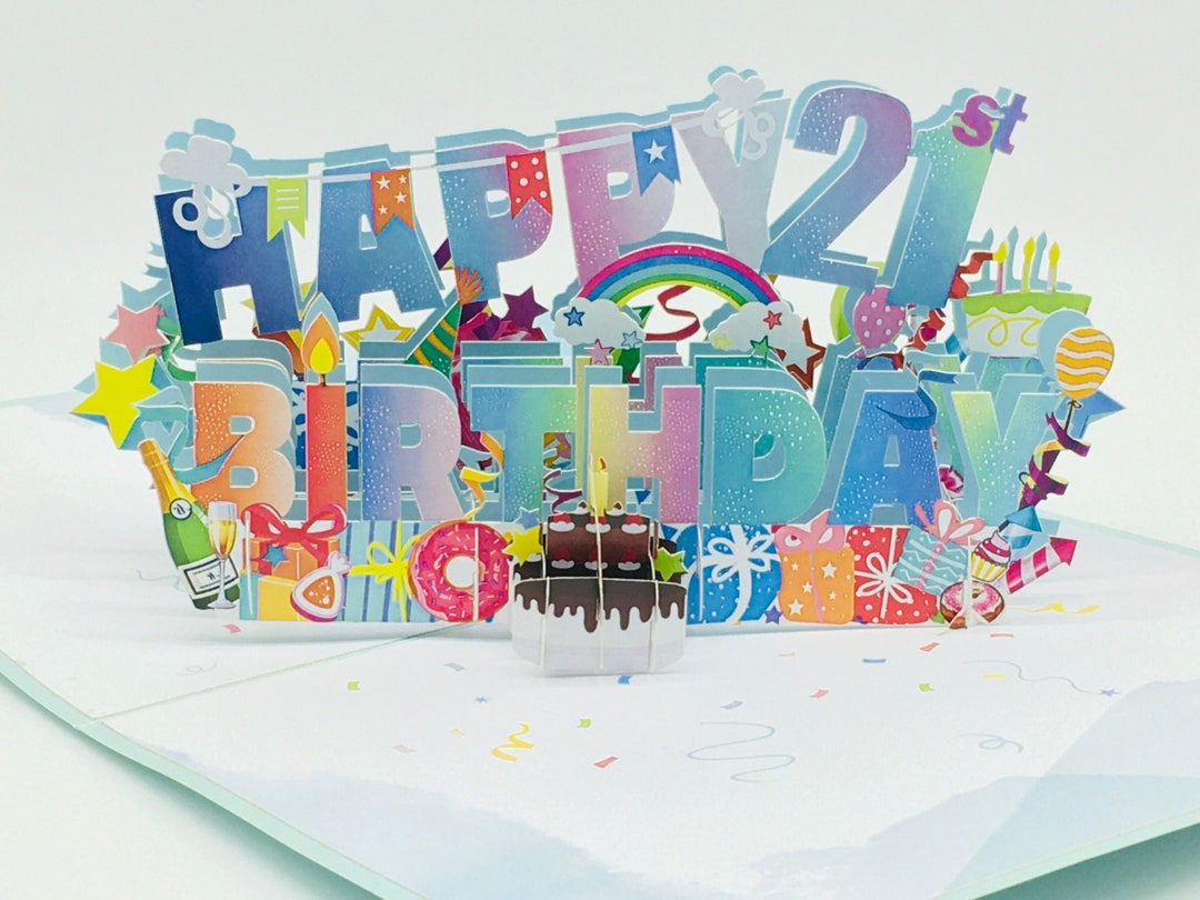 21st Birthday, Pop up Card, 3D Card, Congratulations Card - Etsy