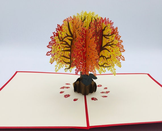 Autumn's oak oak tree in autumn Pop up oak card 3D pop | Etsy