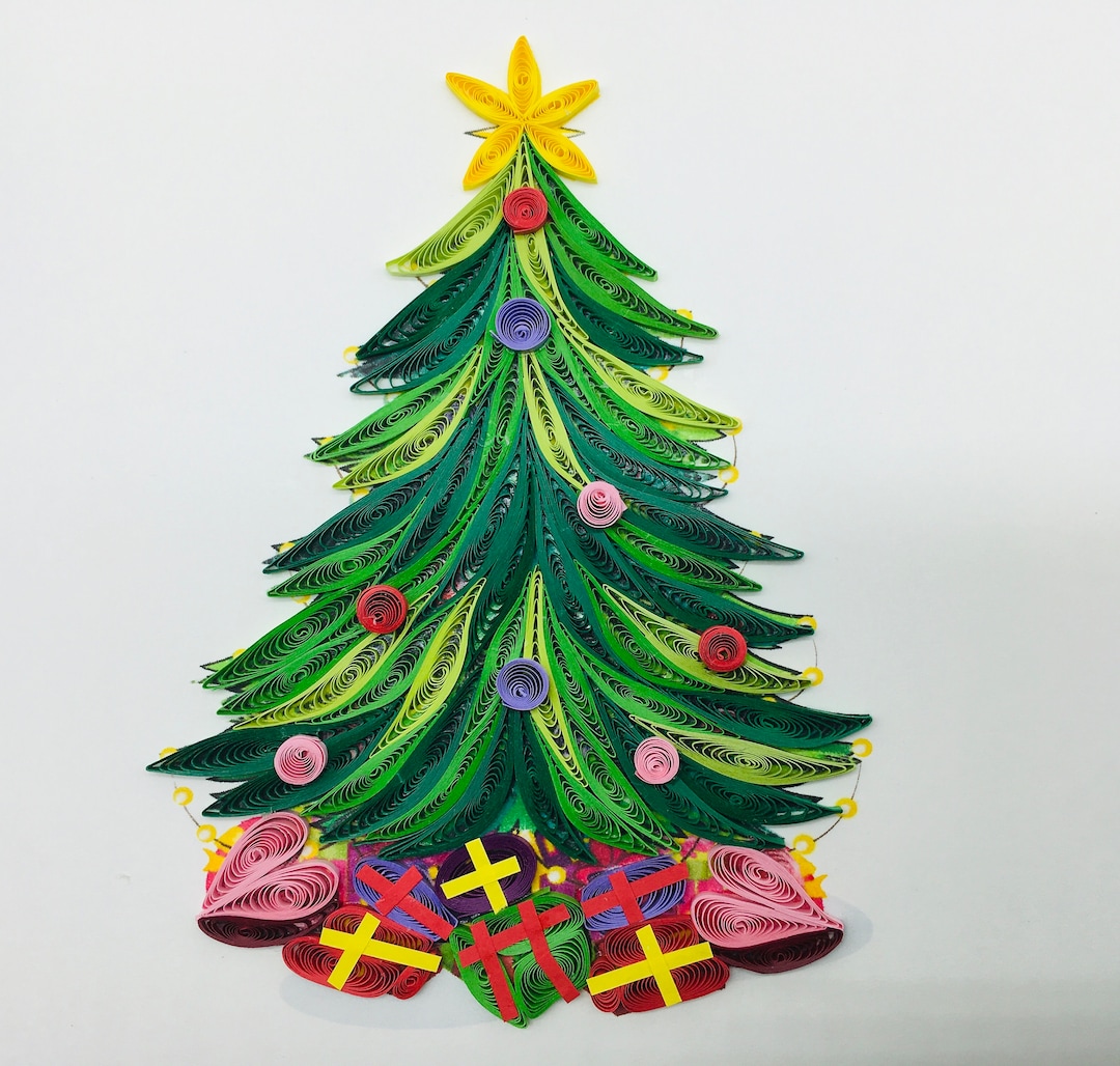 Christmas Tree Quilling Card, Quilling Christmas Card, Quilled X-mas ...