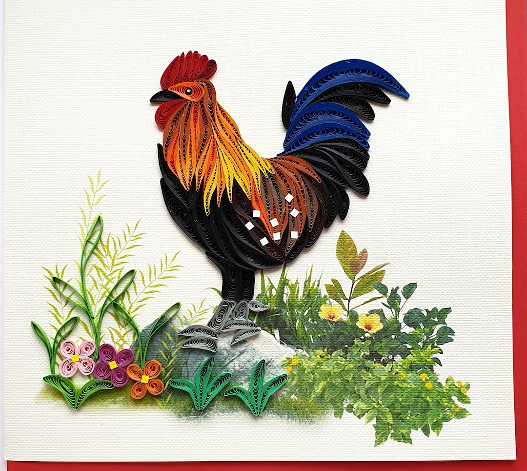 Rooster in the Wild, Quilling Card - Etsy