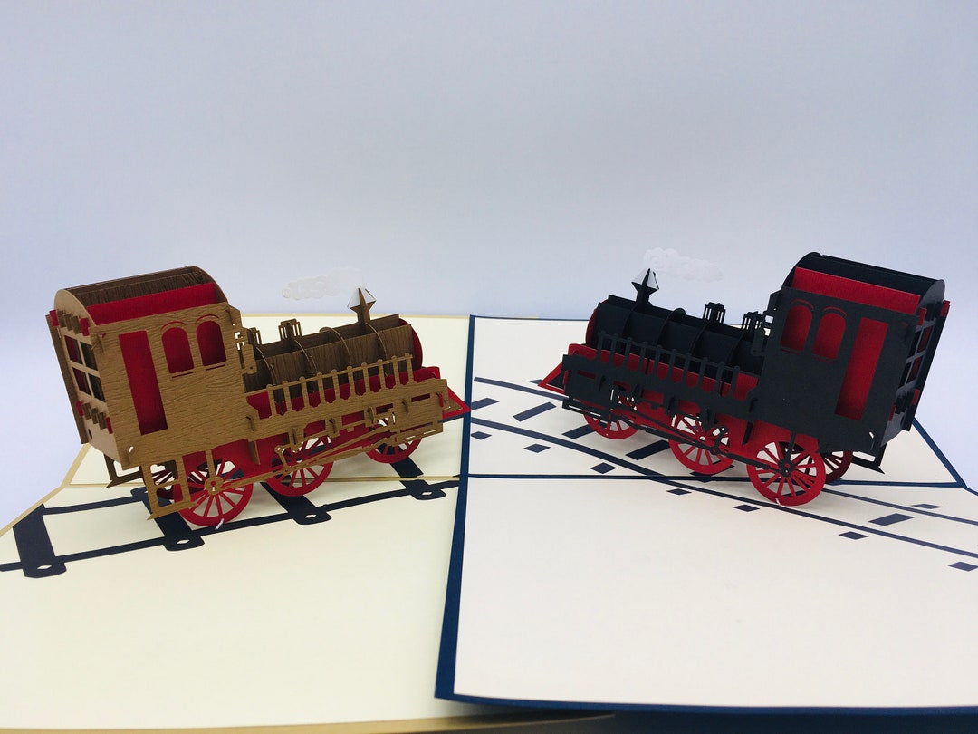 Steam Locomotive, Folding Card / 3D Card / Pop-up - Etsy