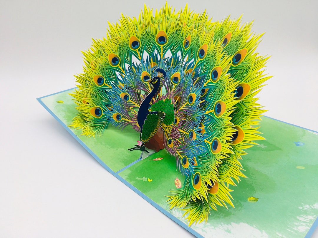 Peacock, 3D Card / Pop-up Card / Folding Card - Etsy