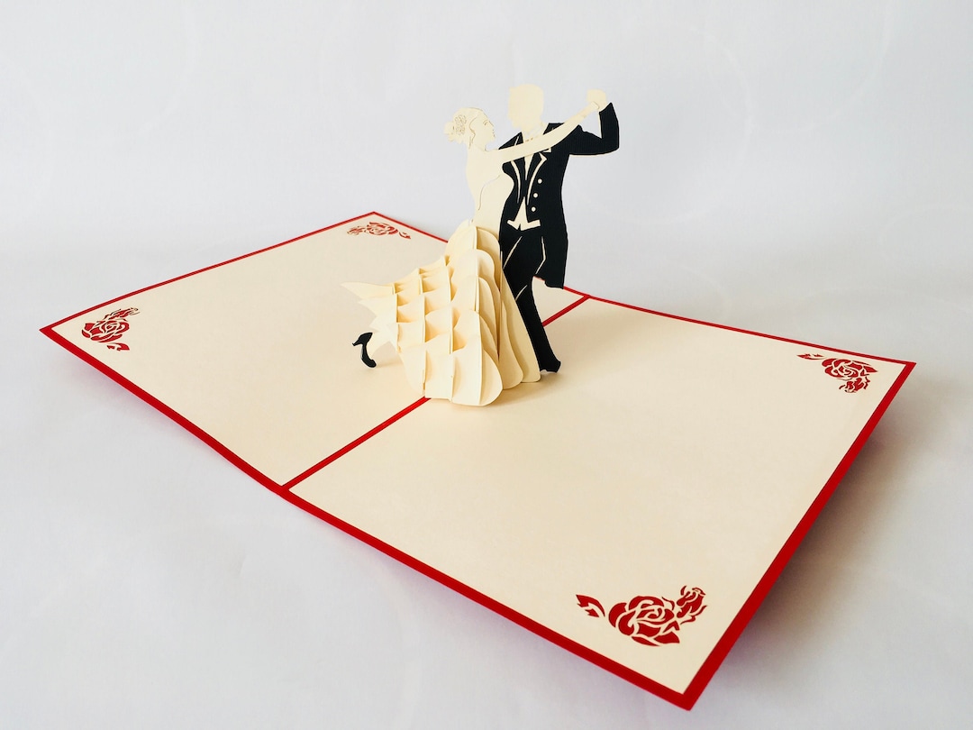 Dancing Couple, Bride and Groom, Wedding Card, Pop-up, 3D Card for ...