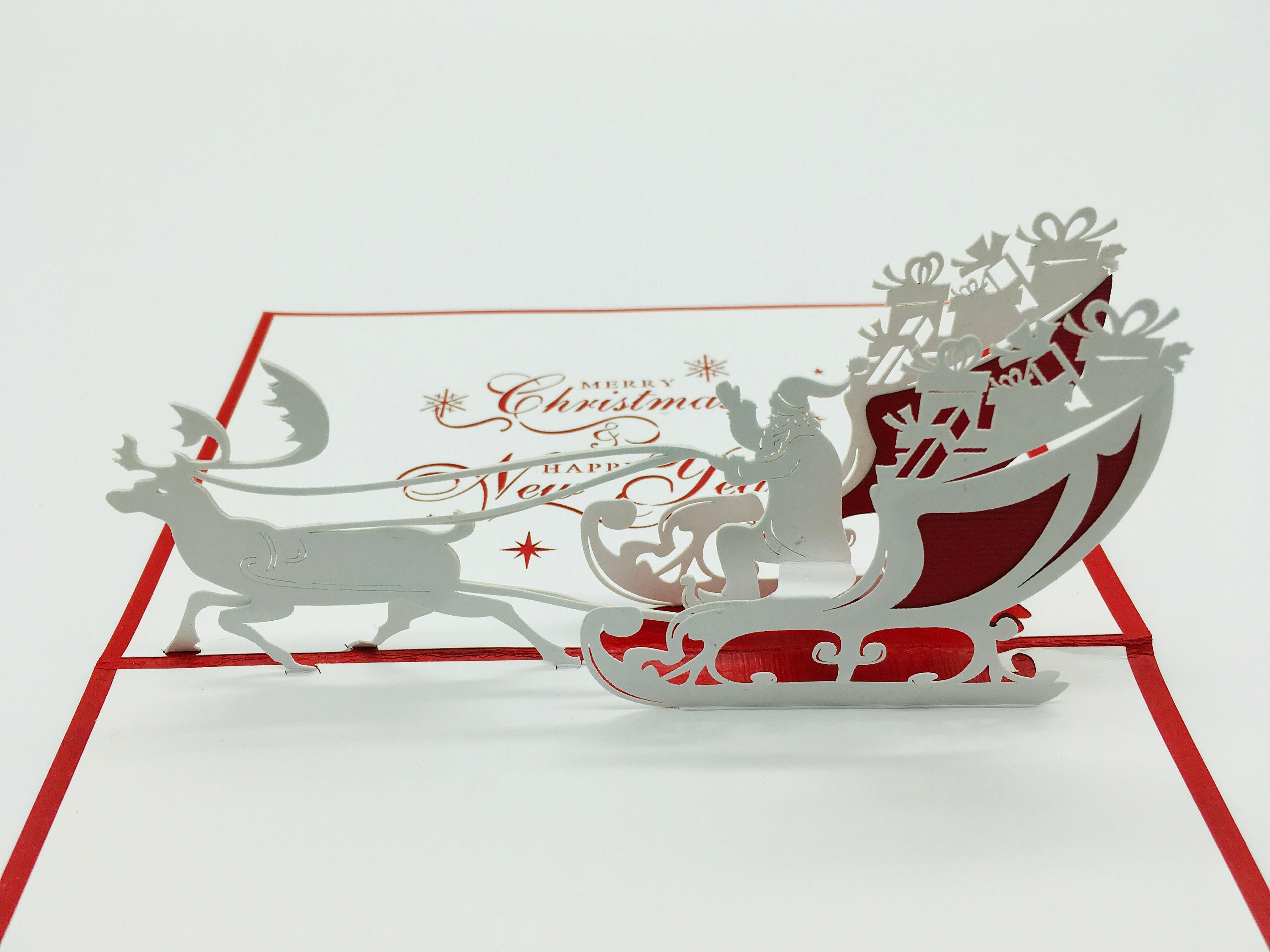 Santa Claus on Sledge With Reindeer Santa Claus With - Etsy