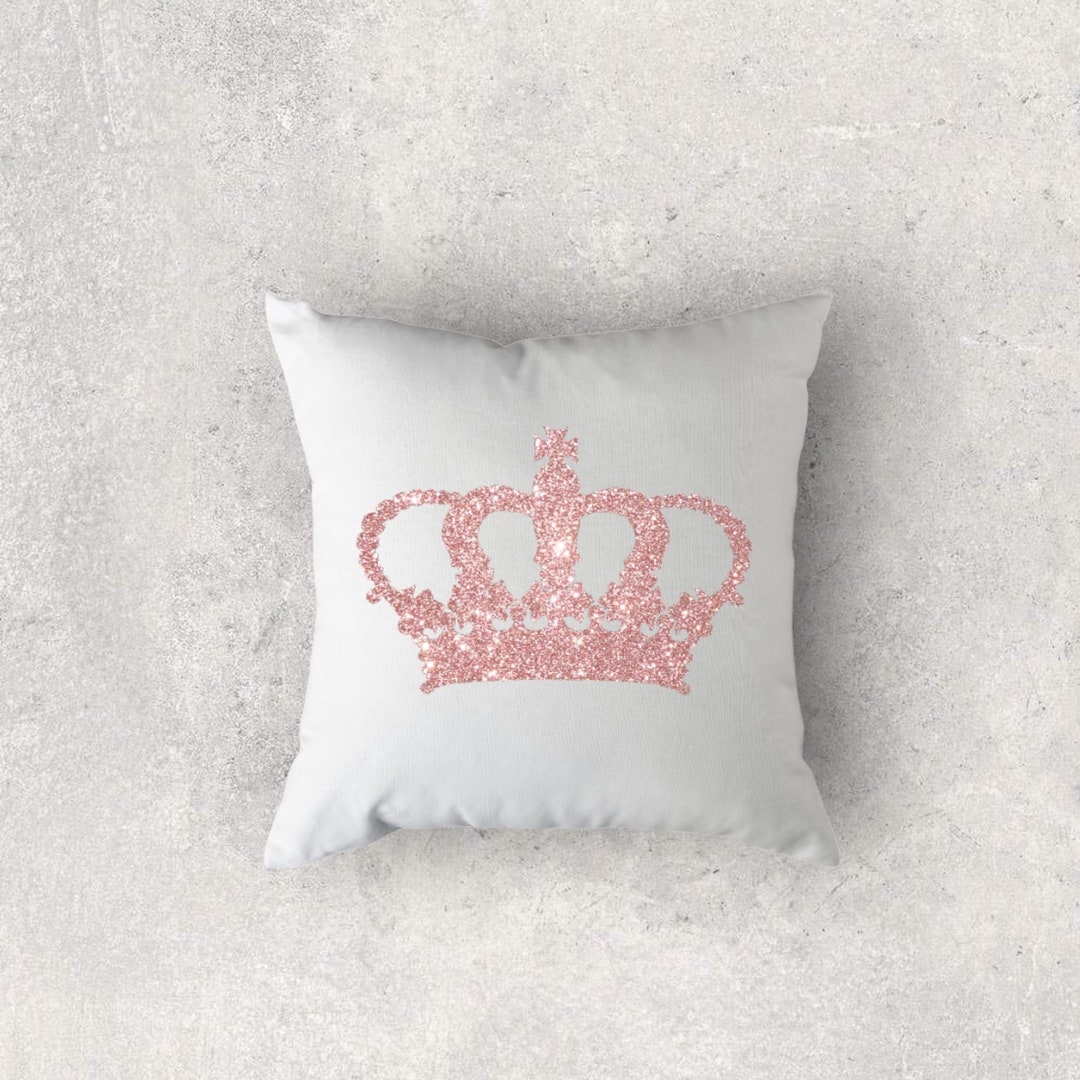 Glitter Crown Pillow Sparkly Throw Pillow Princess Pillow - Etsy