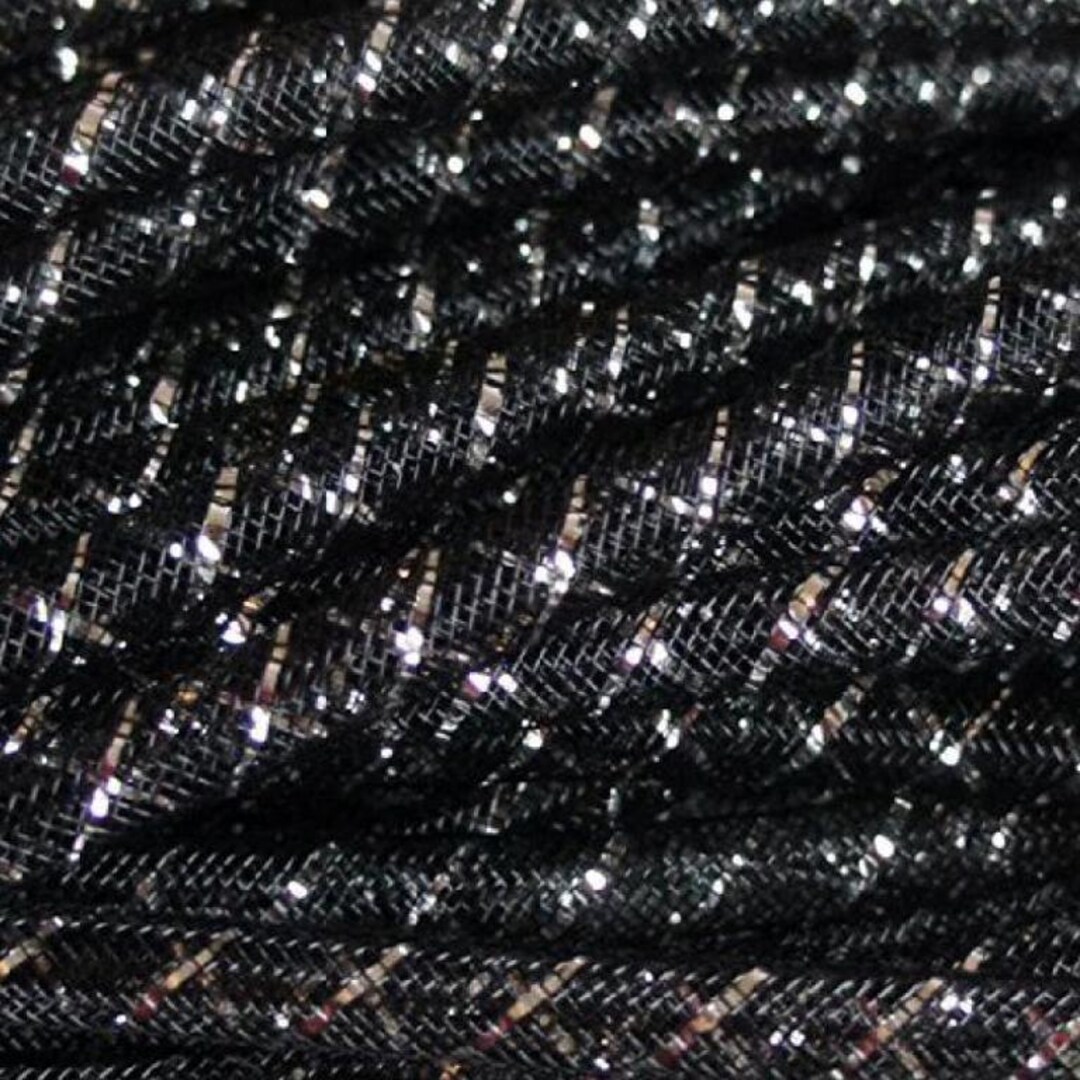 Elastic Lightweight Millinery Tubular Crin Black With Silver Trim ...