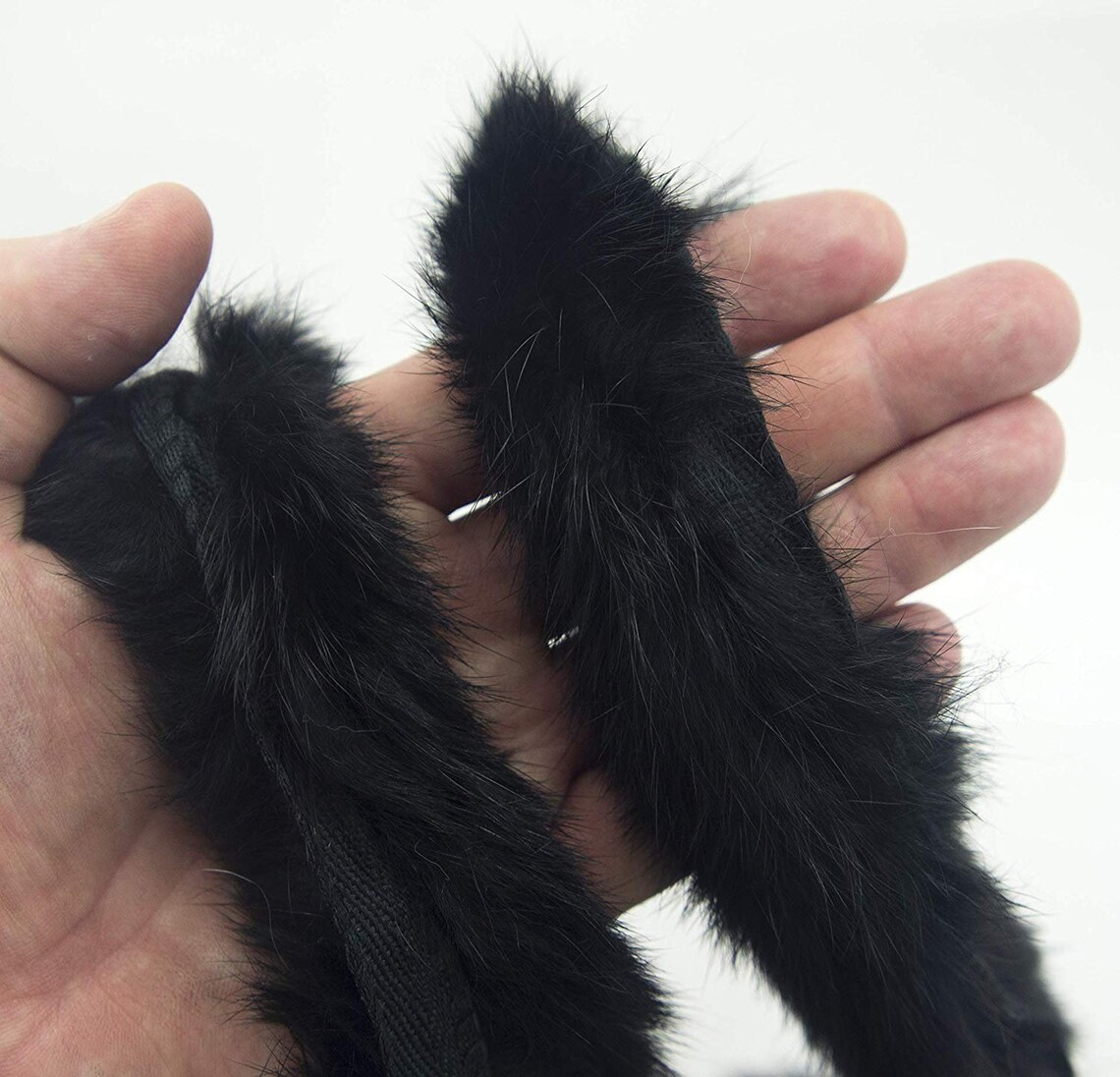 Black Rabbit Fur Piping Trim for Garment Edging Coats Hoods | Etsy
