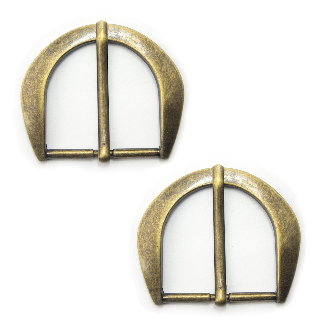 No.6942 Set of 2 Large Antique Brass Tone Buckles for Belts, Bags Etc ...