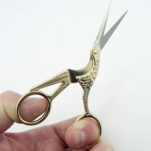 Large Classic Forged Stork Embroidery Scissors, Gold Tone Finish 12 Cm ...