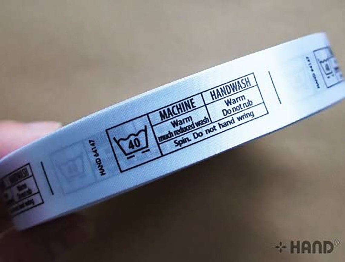 Fabric Printed Wash Care Labels 40 Degree 2 Bar Wash, Machine, Hand ...