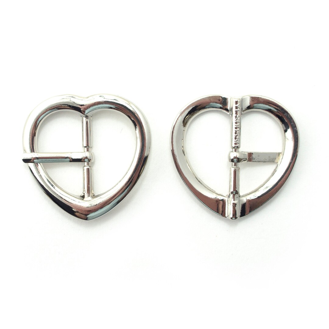 No.00550 A Pair of Silver Tone Metal Heart Shaped Buckles for Shoes ...