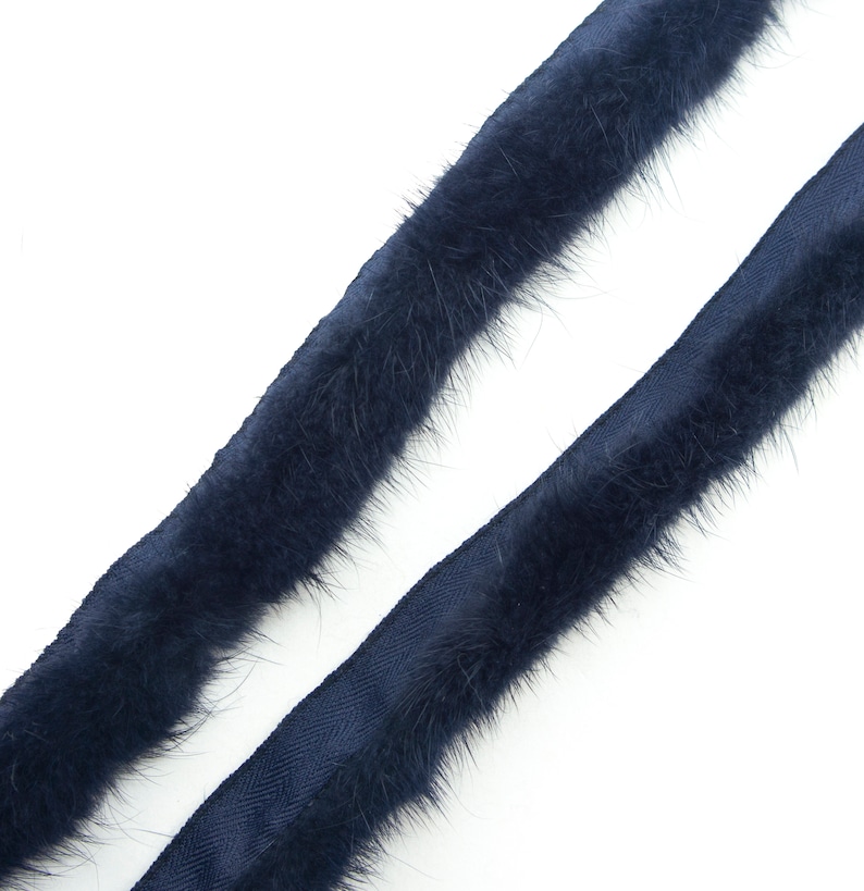 Thin Navy Blue Mink Fur Piping Trim for Garment Edging, Coats, Hoods ...