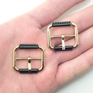 W1588 Set of 2 Gold and Black Tone Metal Buckles for Belts, Bags Etc ...