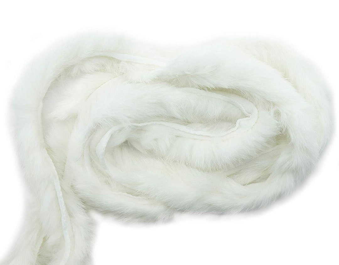 White Rabbit Fur Piping Trim for Garment Edging, Coats, Hoods, Cushions ...