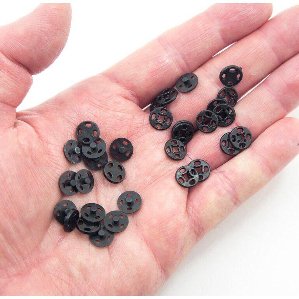 Black Plastic Two-part Press Stud Buttons Invisible Clip on Buttons ...