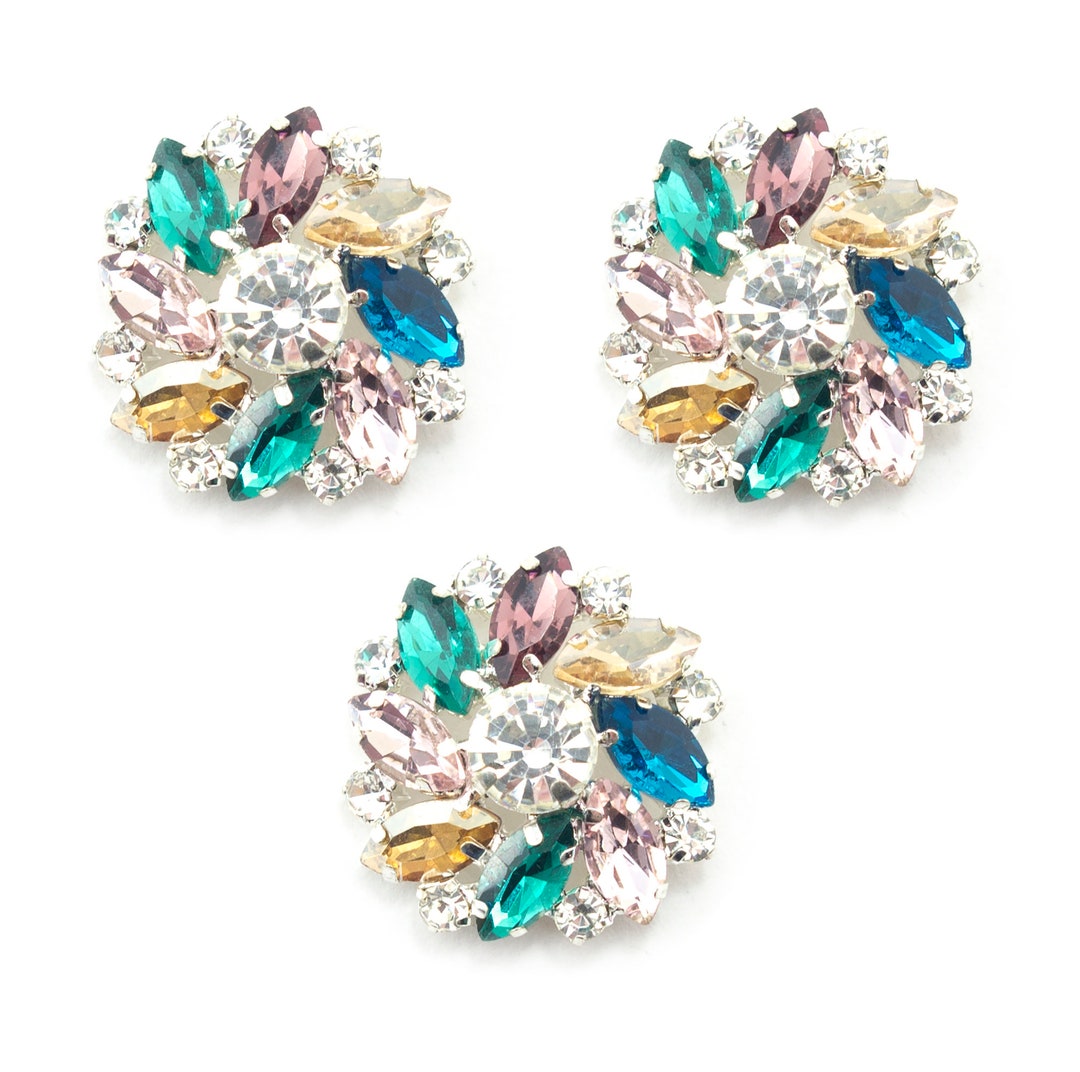 Set of 3 Large Diamante Crystal Buttons - 28 Mm Diameter - Choice of ...