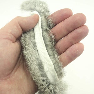 Pepper Grey Rabbit Fur Piping Trim for Garment Edging, Coats, Hoods ...