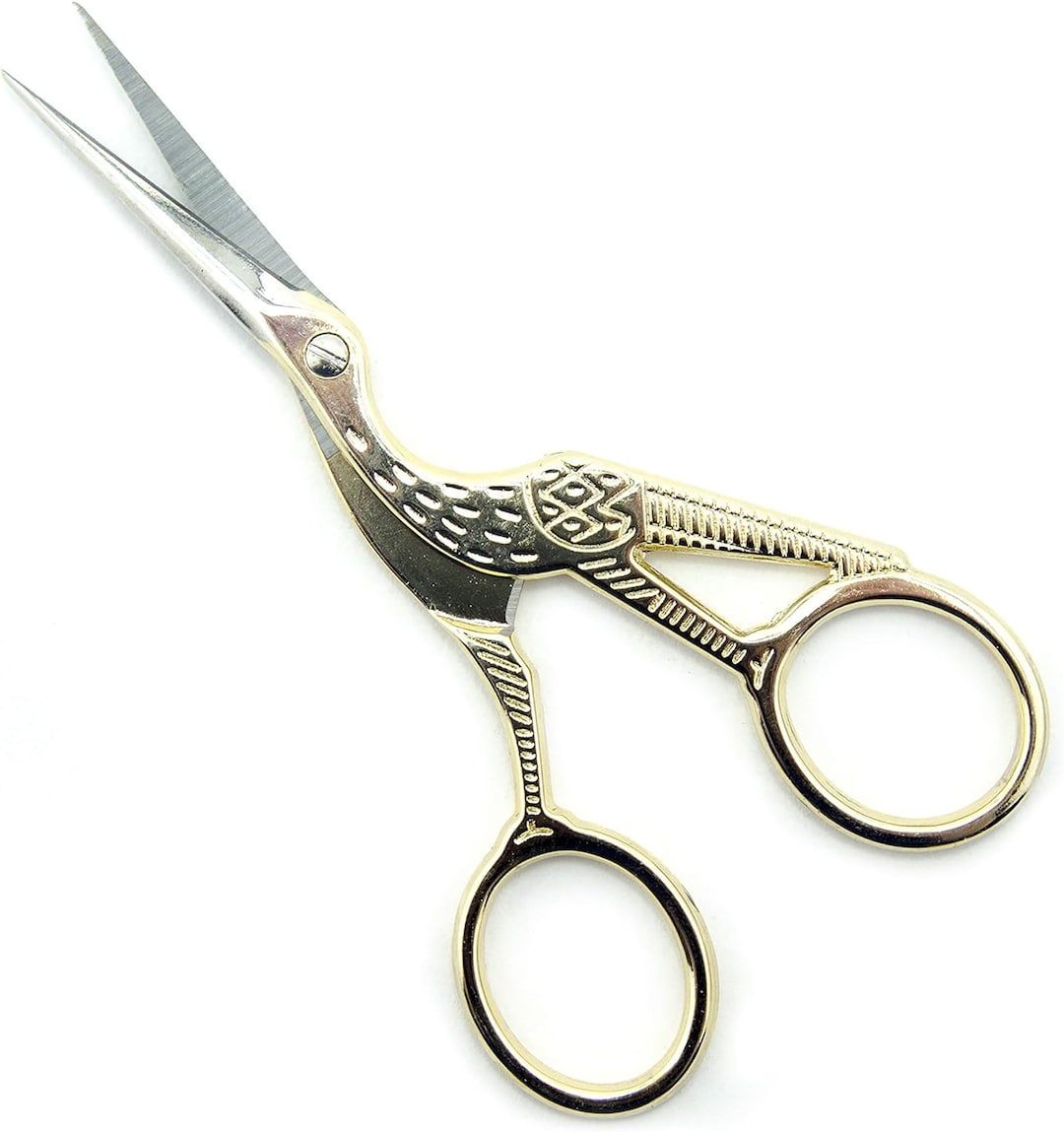 Large Classic Forged Stork Embroidery Scissors, Gold Tone Finish 12 Cm ...