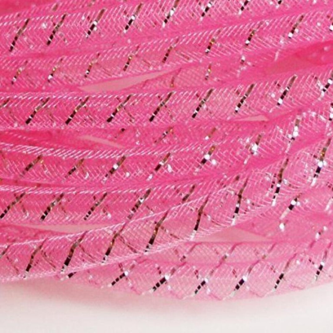 Elastic Lightweight Millinery Tubular Crin Light Pink With Silver Trim ...