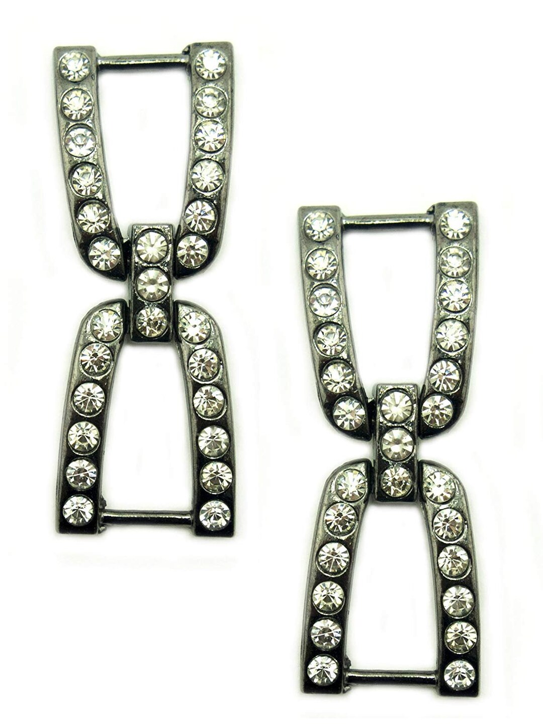 No. 8413 Elegant Gun Metal and White Crystal Embellishments Buckles for ...