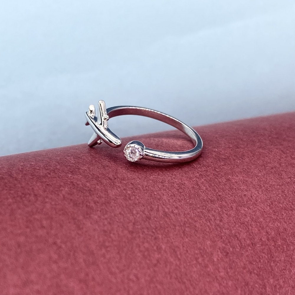 Silver Ring With Plane Airplane Ring Plane Ring Silver Airplane Gift ...