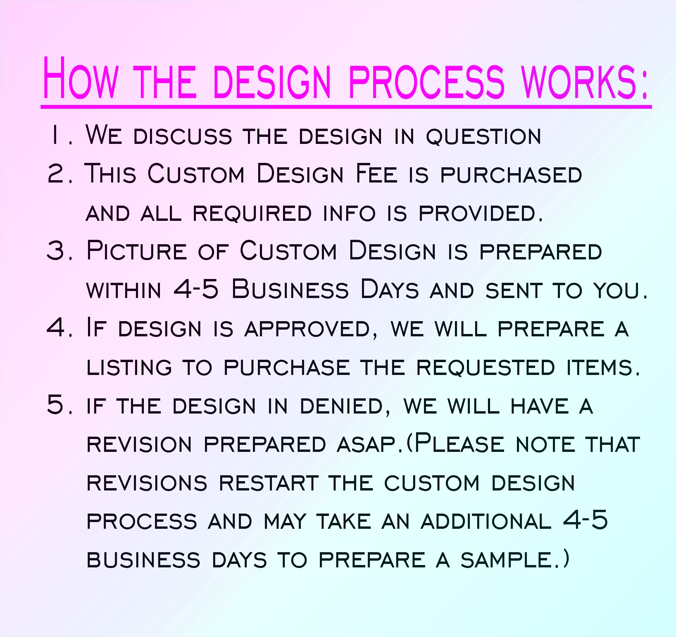 Custom Design Fee non-refundable Please See Listing Photos - Etsy