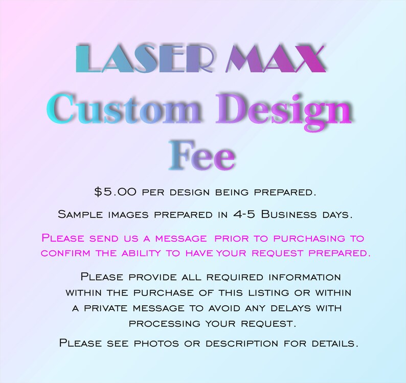 Custom Design Fee non-refundable Please See Listing Photos - Etsy