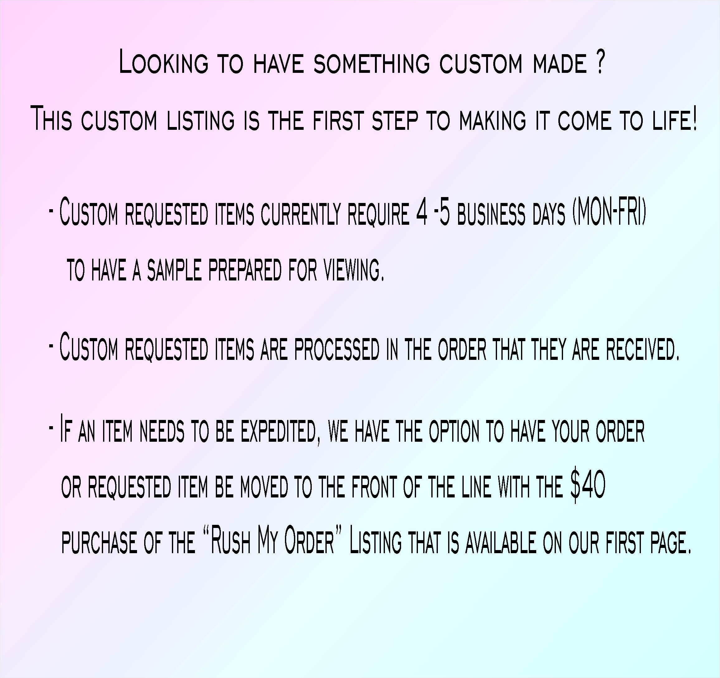 Custom Design Fee non-refundable Please See Listing Photos - Etsy