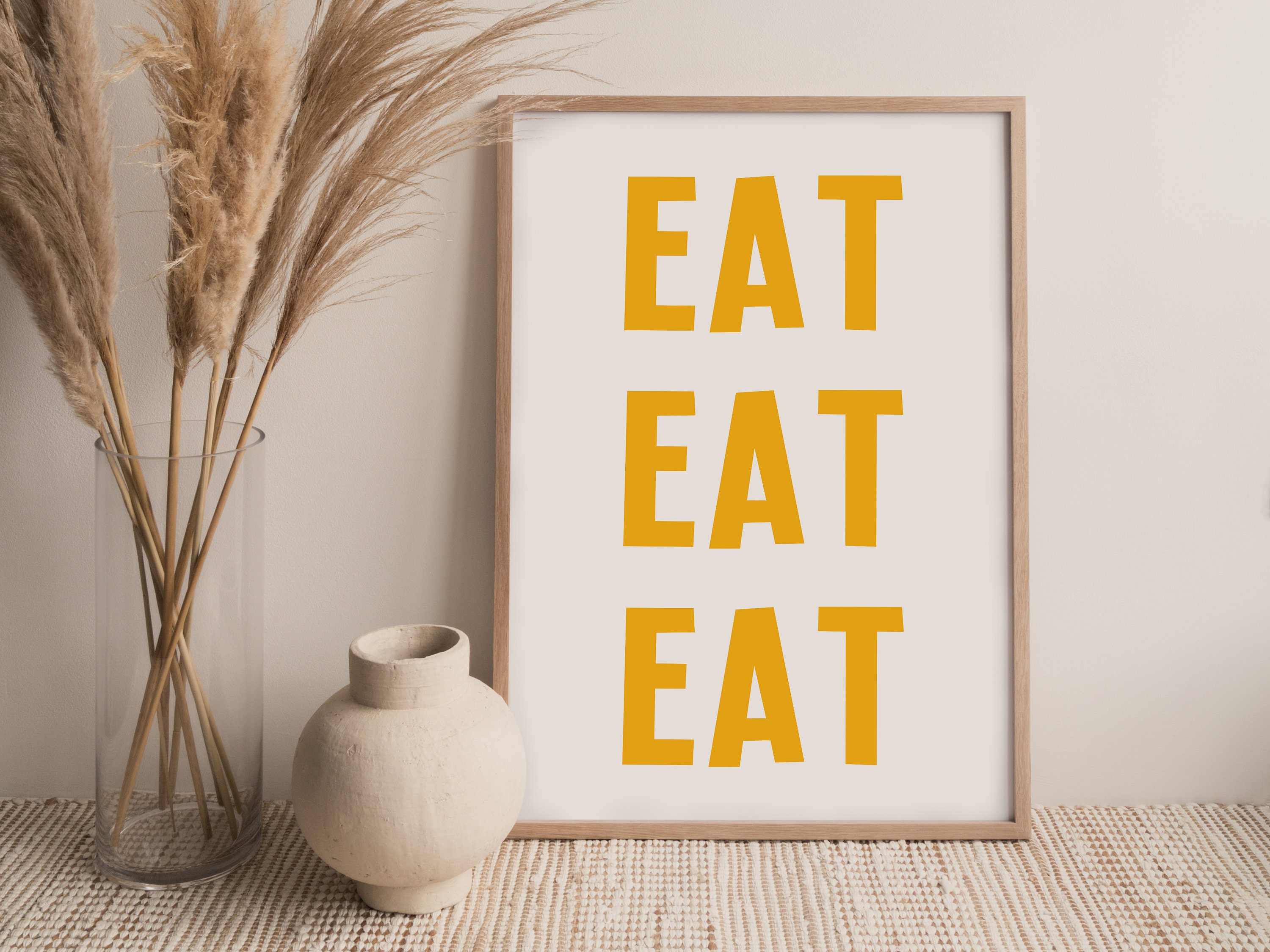 Eat Eat Eat Print Kitchen Print Typographic Art Print Yellow - Etsy