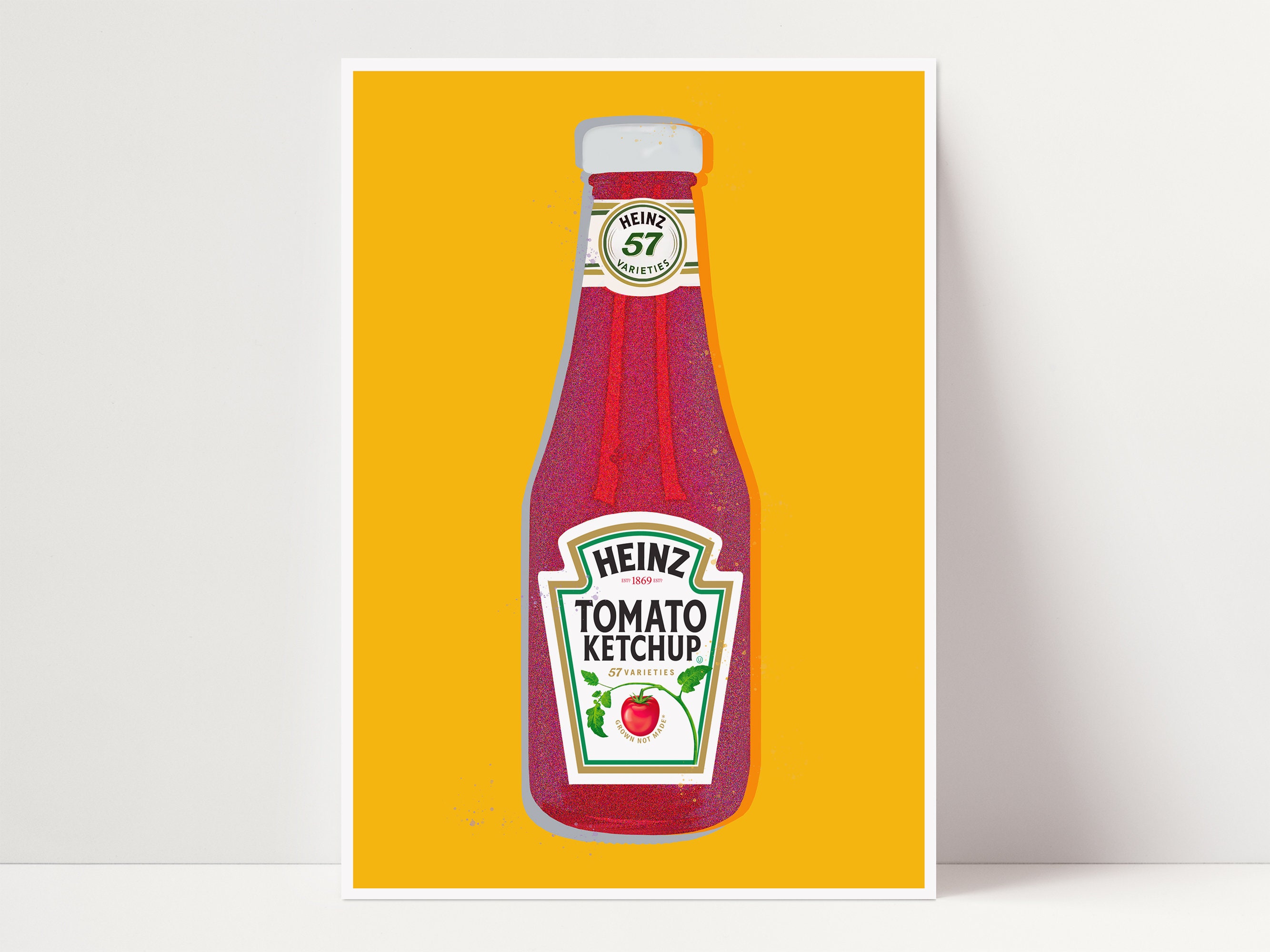 Tomato Ketchup Print Yellow Kitchen Art Food Print - Etsy