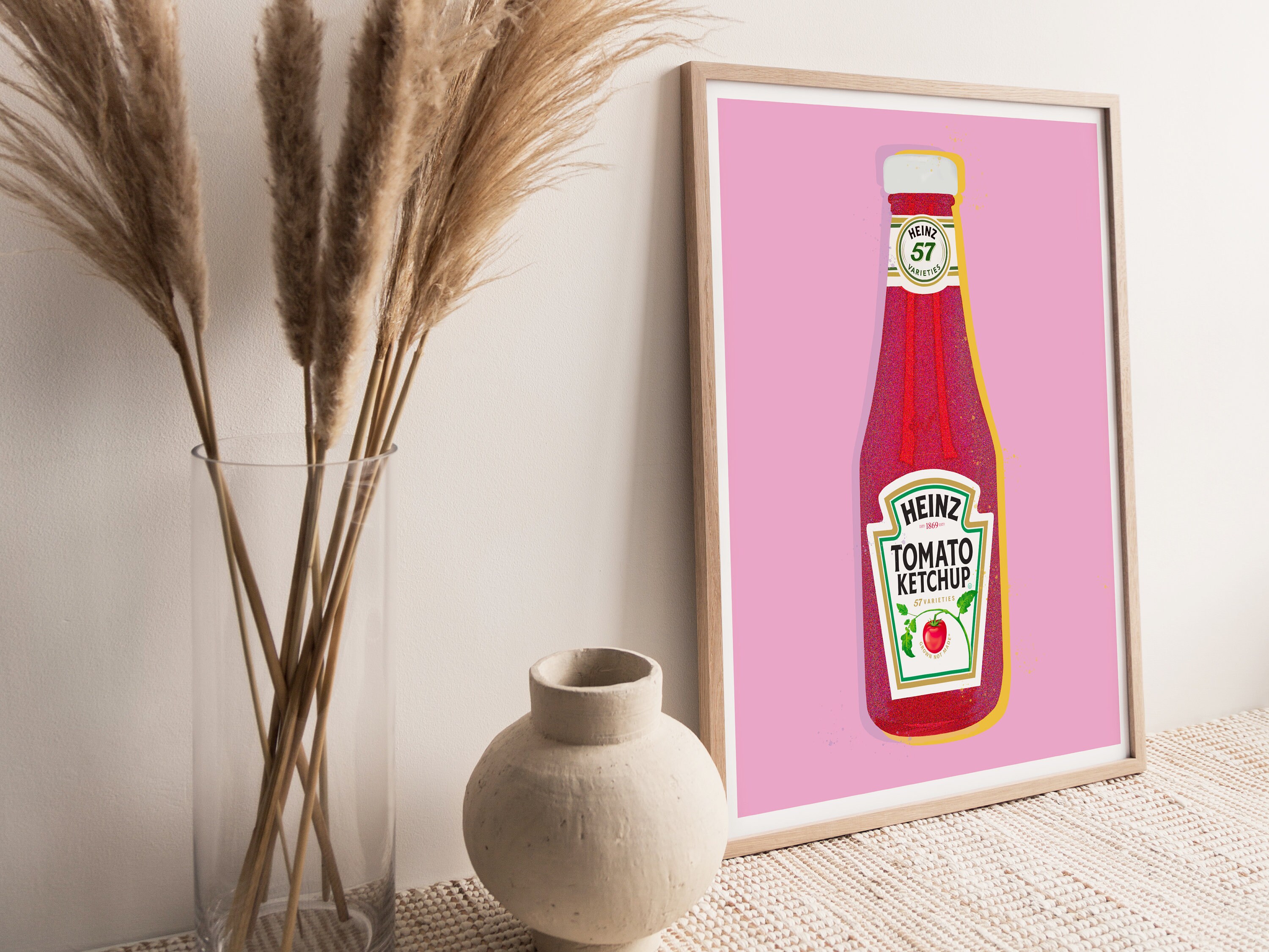 Tomato Ketchup Print Kitchen Art Food Print Pop Art Pink | Etsy