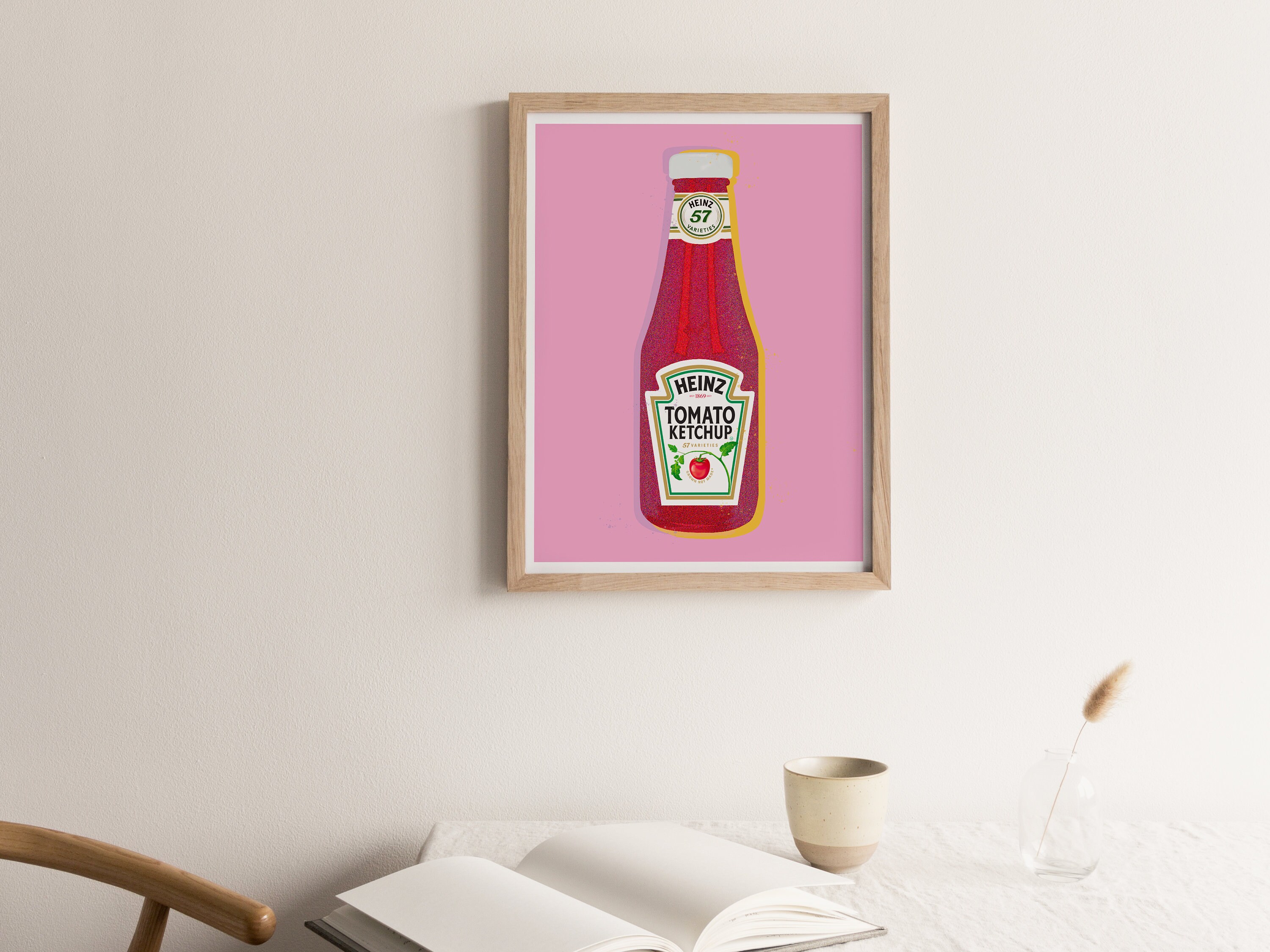 Tomato Ketchup Print Kitchen Art Food Print Pop Art Pink | Etsy