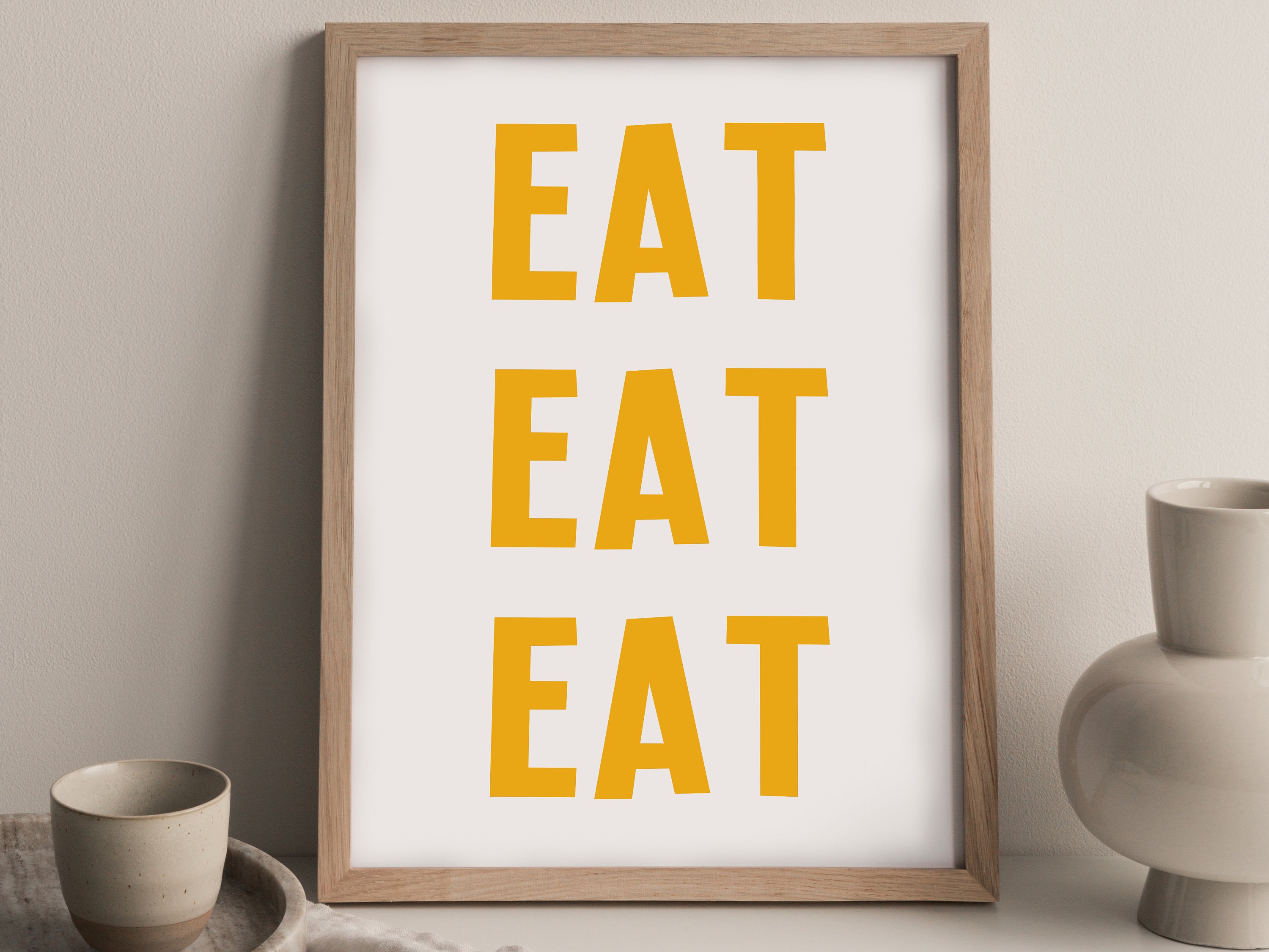 Eat Eat Eat Print Kitchen Print Typographic Art Print Yellow - Etsy