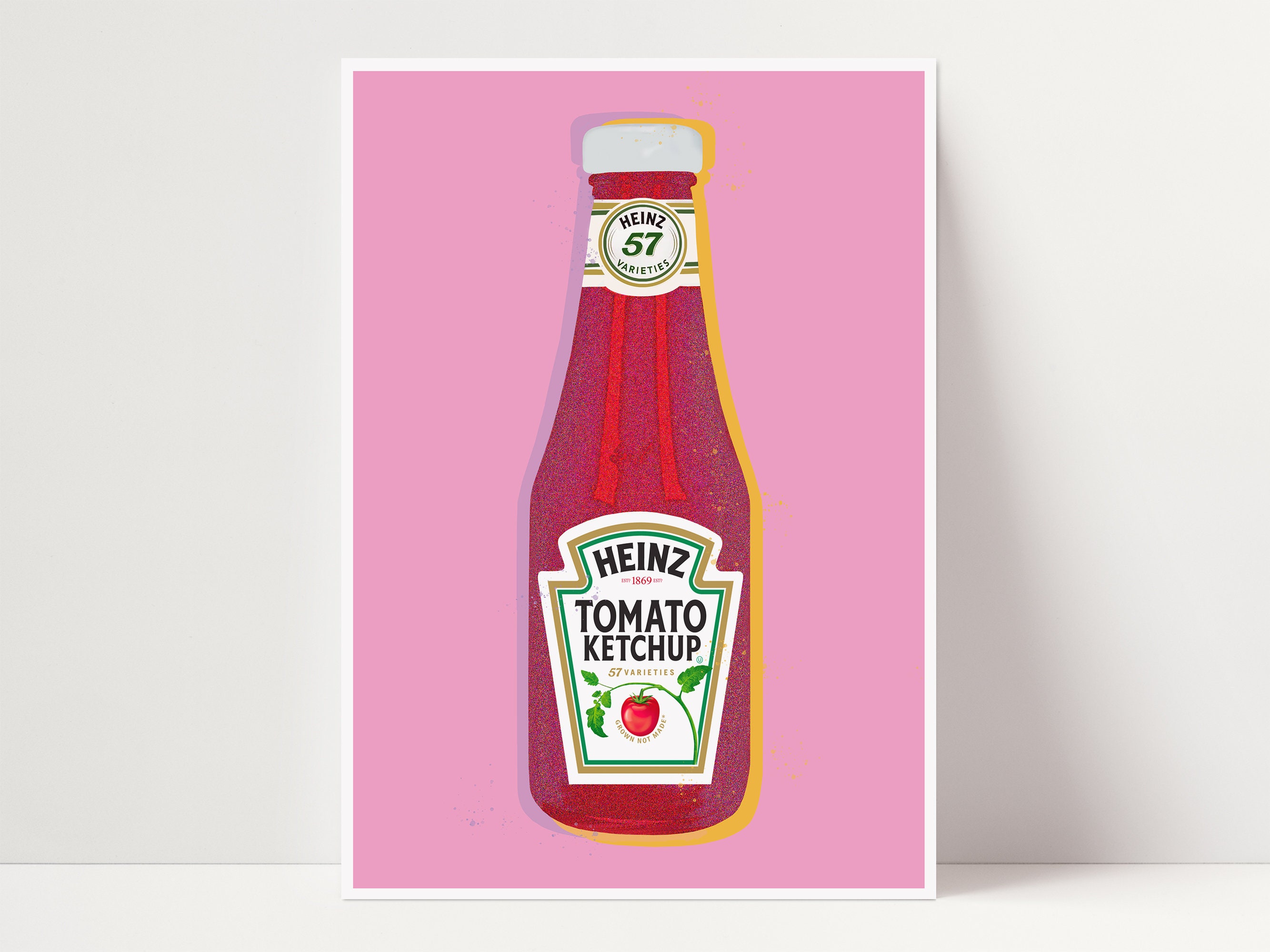 Tomato Ketchup Print Kitchen Art Food Print Pop Art Pink | Etsy