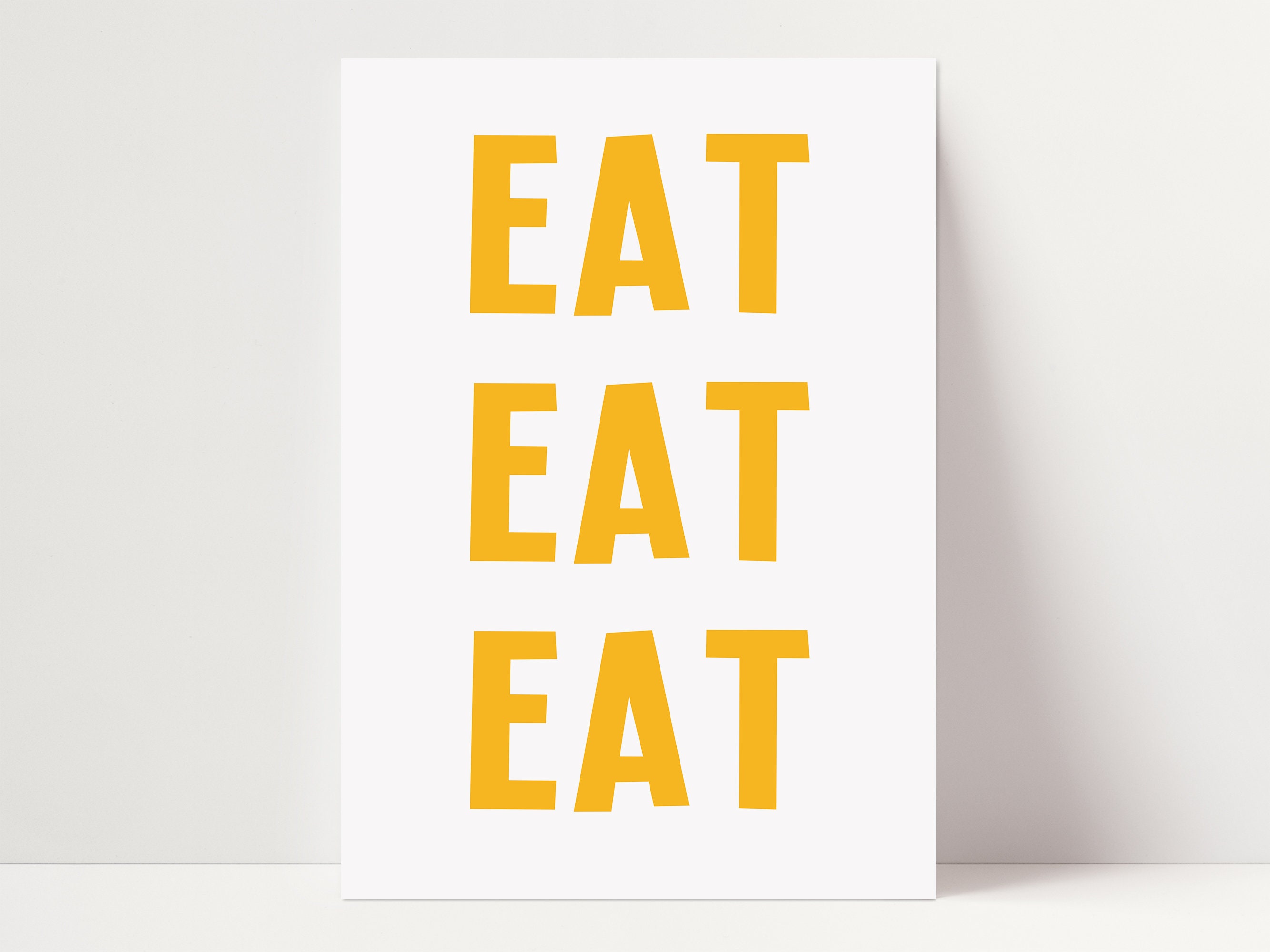 Eat Eat Eat Print Kitchen Print Typographic Art Print Yellow - Etsy