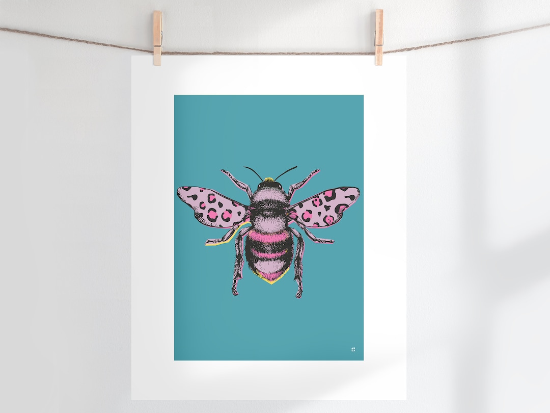 Bee Print Teal - Etsy