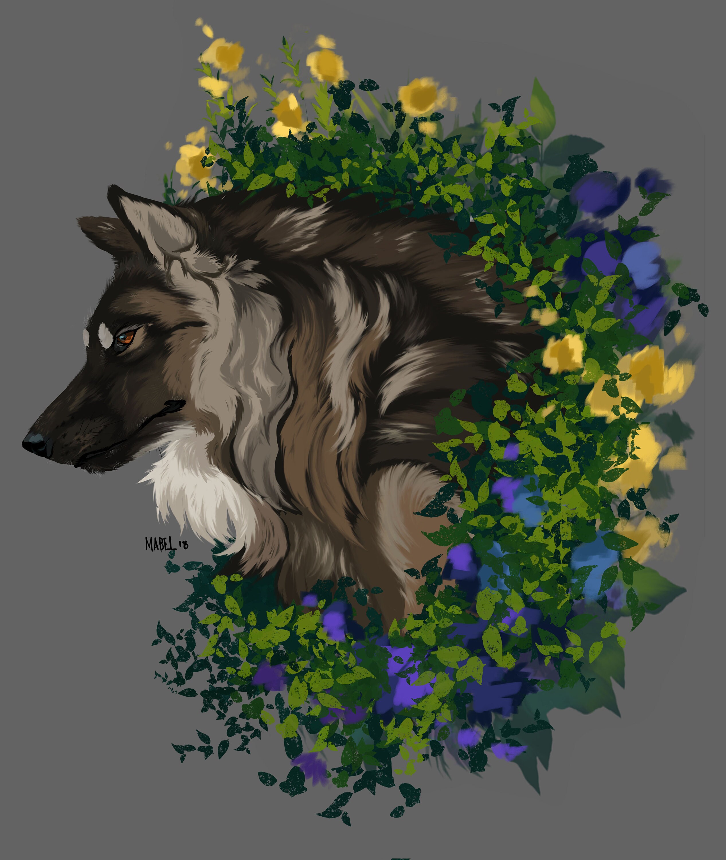 8.5x11 Wreathed Wolf Art Print - Etsy