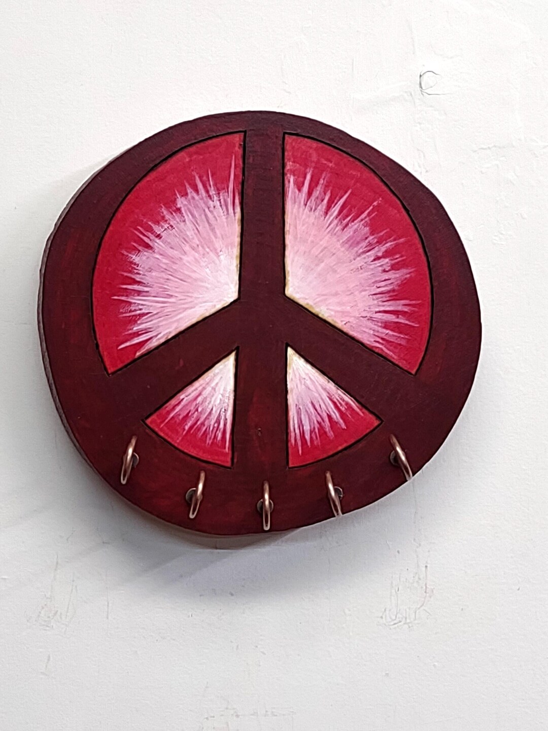 Item 965 - Peace Sign Necklace or Key Rack, Original Multimedia - Etsy