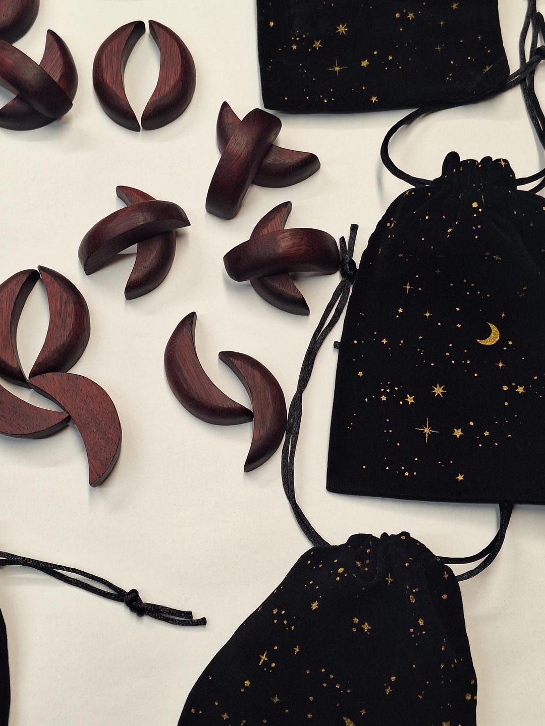 Purpleheart Wood Yin-yang Jiaobei Moon Blocks With Velvet Bag - Etsy