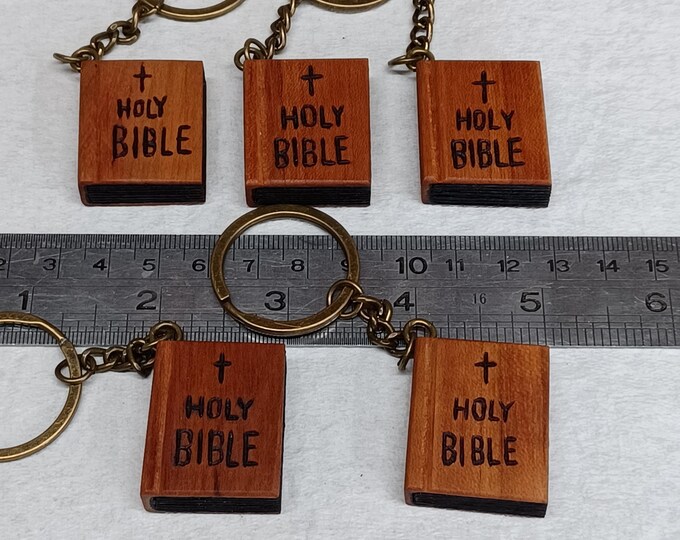 Miniature Holy Bible Book Keychain, Book is 1-1/4" X 1" X 3/8" and Has ...