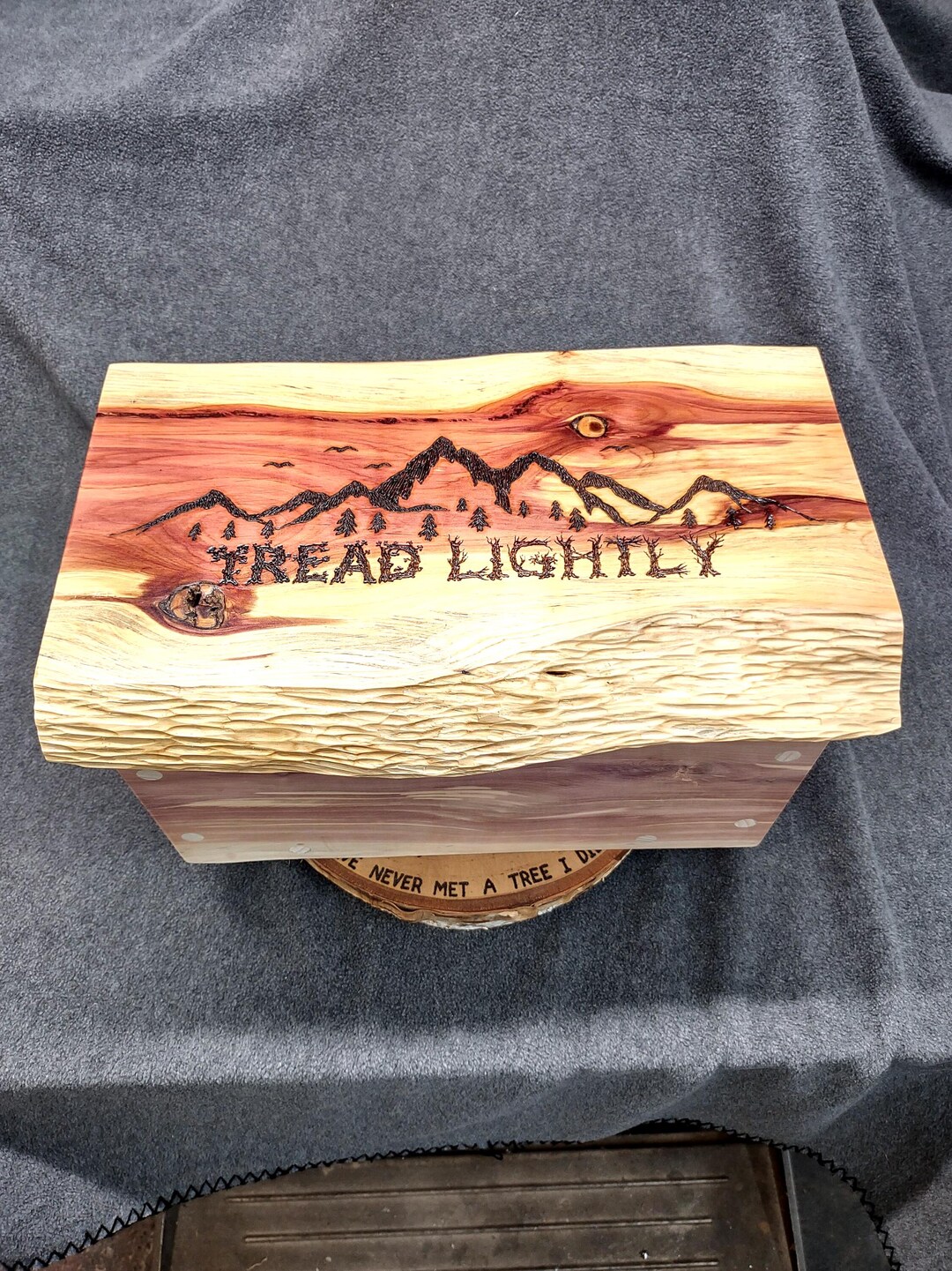 Aromatic Cedar Chest: Mountain Scene Woodburning, Keepsake Box, Item ...