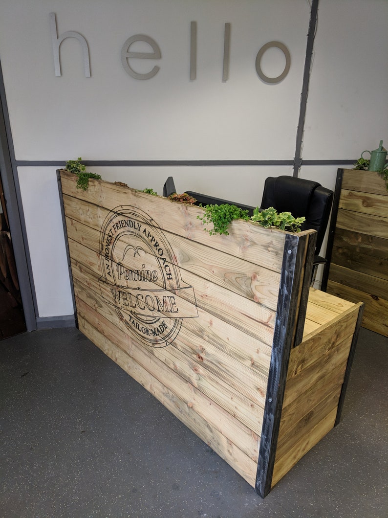 Reception Desk Wood, Modern Industrial Desk, Office Furniture, Custom ...