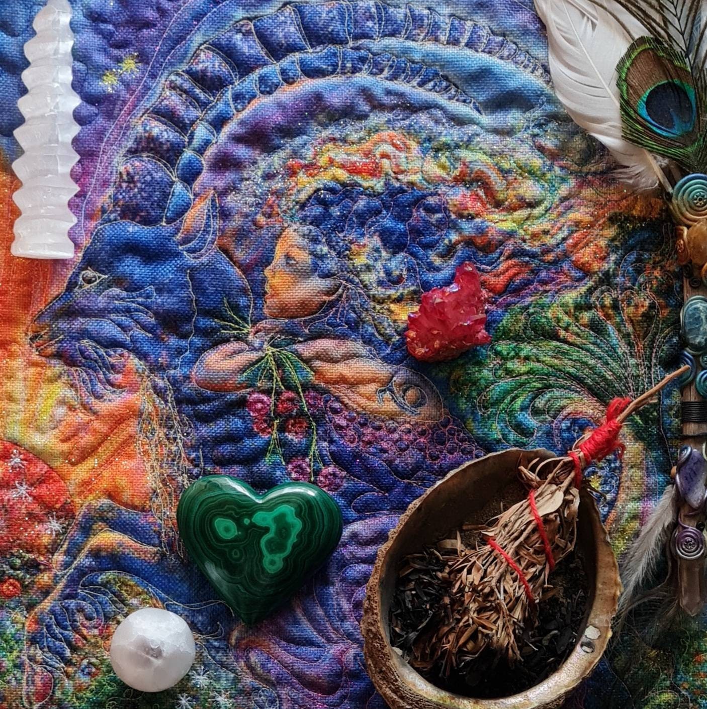 Capricorn, Mermaid, Rainbow Altar Cloth/ Tarot Cloth/ Table Centre ...